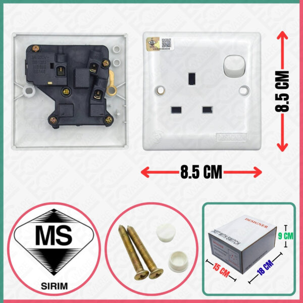 DESIGNER DS-8019-1 (L) 13A WALL SOCKET WITH SWITCH (SIRIM) - EC Ware ...